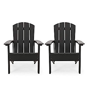 Christopher Knight Home Reginald Outdoor Adirondack Chairs (Set of 2), Black