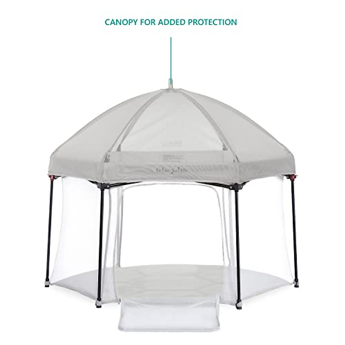 Dream On Me Onyx Playpen Set with Canopy, Baby Playpen, Portable and Lightweight, Playpen for Babies and Toddler, Grey