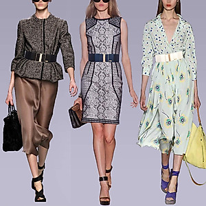 MIJIU Ladies Belts Elastic Stretch Wide Belt With high gloss metal buckle 3"