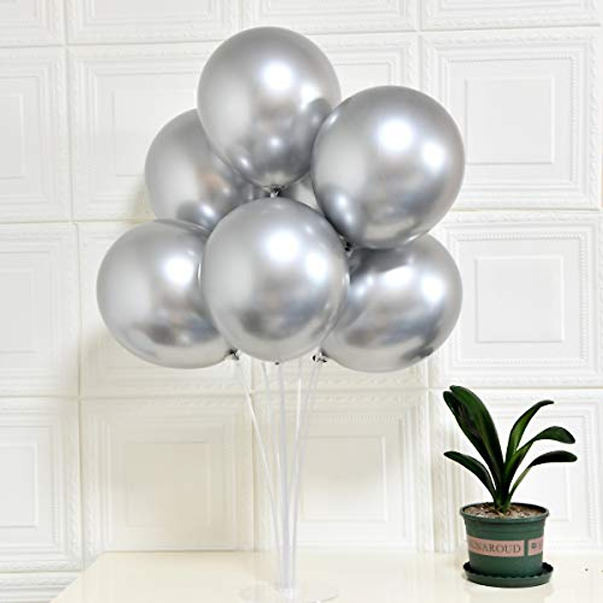 Silver Balloons Party Balloons 12inch 50pcs 3.2g Latex Metallic Balloons Chrome Balloons Birthday Balloons Shiny Balloon Party Decoration Wedding Birthday Baby Shower Christmas Party - Metallic Silver