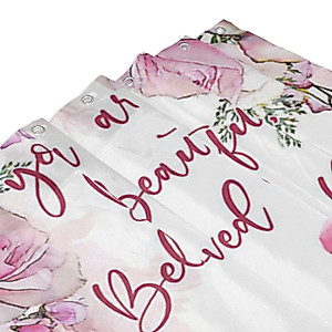 citari Pink Flamingo Shower Curtain Floral Flamingo Bathroom Shower Curtains Modern Polyester Fabric Waterproof Shower Curtains 60 x 72 Inch