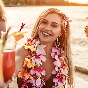 4 Pairs Heishi Hoop Earrings Rainbow African Vinyl Disc Bead Earrings Colorful Heishi Beaded Open Hoop Earring for Women (Fresh Style)