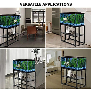 WSYFC Fish Tank Stand Metal Aquarium Stand Black 40 Gallon Aquarium Turtle Tank Double Layer with Storage Weight Capacity 660lbs 36.5" x 18.5" x 29.5" Breeder Reptile Tank Stand