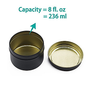 Aroparc Candle Tins 8oz, 24 Piece Candle Tin Cans Bulk Candle Containers for Candle Making Supplies Candle Tins - Black