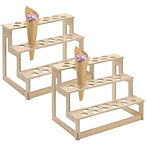 Queekay Cone Holder Ice Cream Cone Holder Stand 11 Holes Food Cone Display Stand Hand Roll Sushi Popcorn Stand for Party Birthday Wedding Buffet Decoration(2 Pieces)