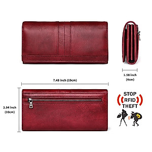 CHANPINCL RFID Vintage Long Wallets for women 3 Zippers Secure Large Capacity Travel Clutch Multi-card Wallets (Purple)