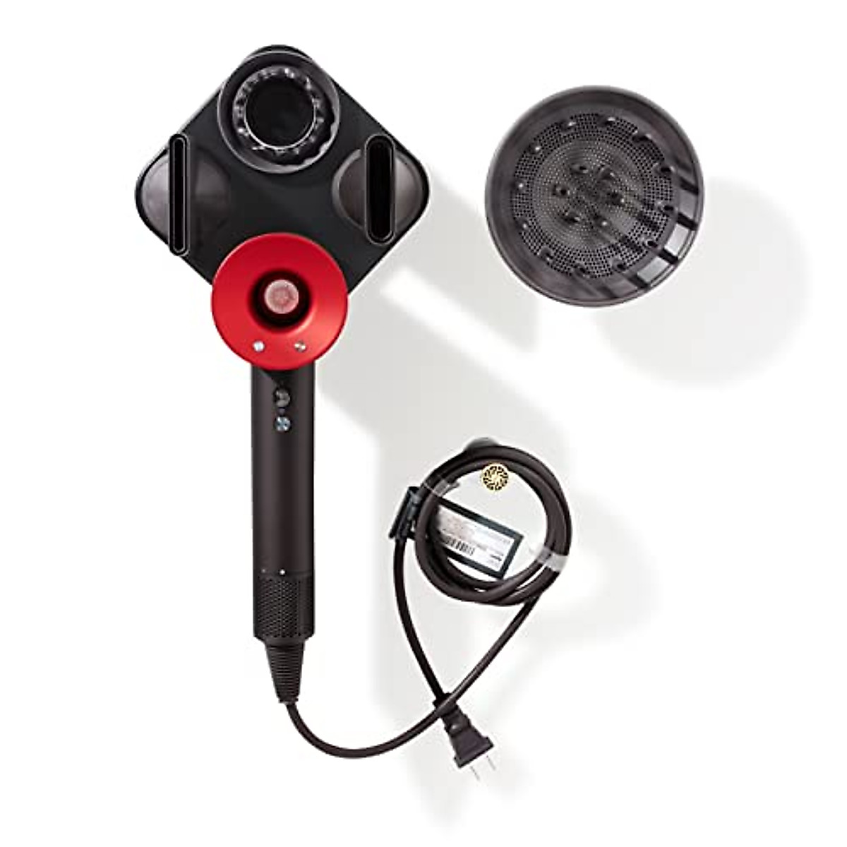 Wall Mount Holder for Dyson Hair Dryer,Magnetic Wall Bracket Frame for Dyson Supersonic Hair Blow Dryer,Accessories Organizer Storage Bracket Rack Fits Curler Diffuser,Nozzles and Power Cable(Black)