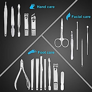 Manicure Set Nail Clippers Pedicure Kit -18 Pieces Stainless Steel Manicure Kit, Professional Grooming Kits, Nail Care Tools with Luxurious Travel Case