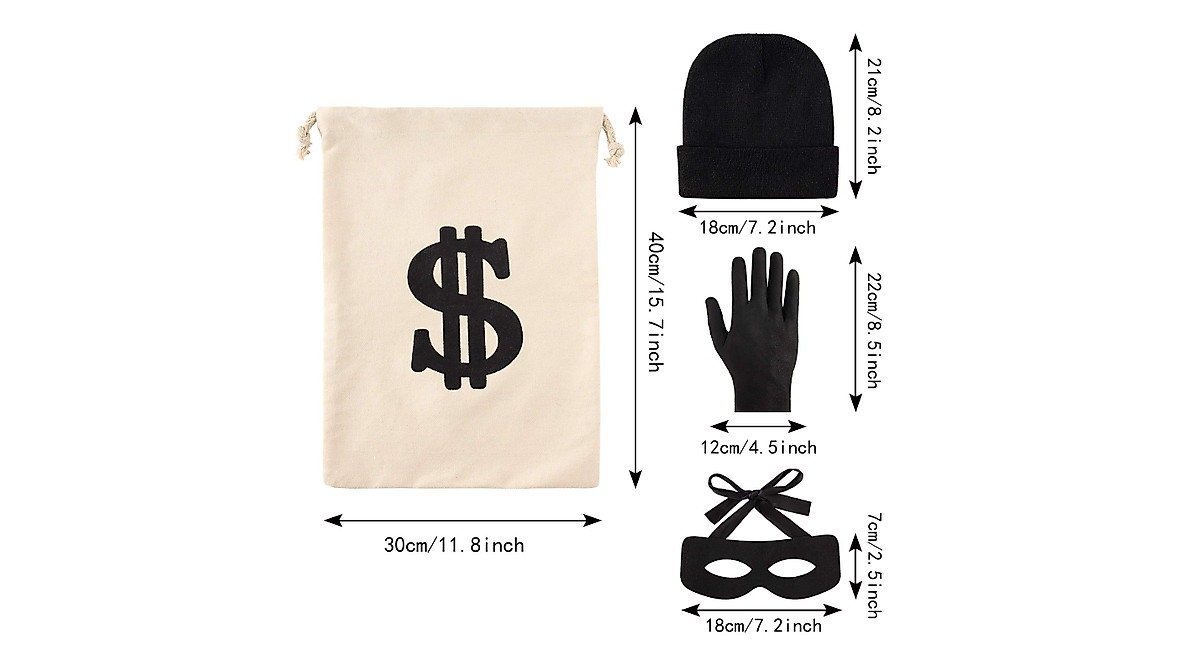 YAROMO 4-Piece Robber Costume Set for Halloween Fun