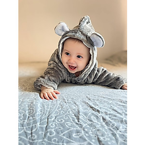 0-3 Months Snow Suit for Newborn Baby Snowsuits Rompers for Boys 1M 2M Gray Fleece Jumpsuits Hooded Romper Baby Boy