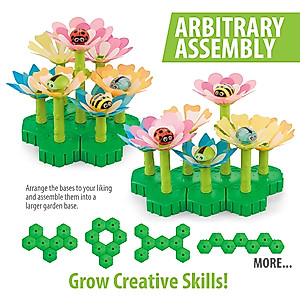 HamburBaby Luminous Assembly Garden Flower Building Toys, Take Apart & DIY Educational Activity Play Set, Glow in The Dark, Develop STEM Ability, for Preschool Boys Girls Ages 3+ (Green)
