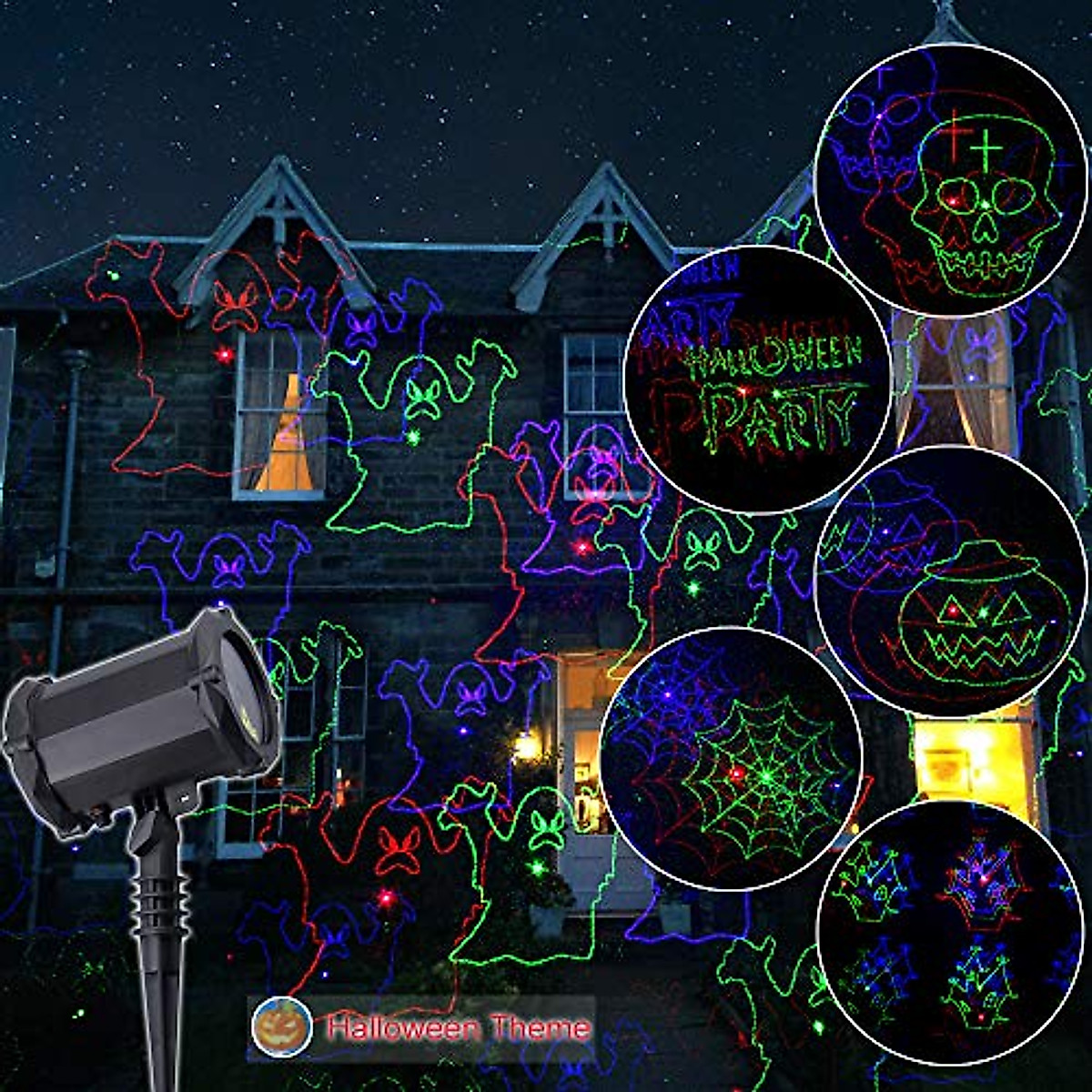 Lunmore 3 Themes in 1 Garden Laser Projector Lights Christmas Halloween Decorative Lighting for Home Garden