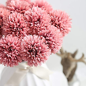 IPOPU Silk Flower Arrangements, 12pcs Artificial Chrysanthemum Flower Balls for Centerpieces Aesthetic Room Decor Baby Shower Garden Wreath Home Decor (Bean)