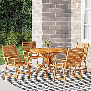 Camerina 5 Piece Patio Dining Set Outdoor Dining Table Set Patio Table and Chairs Set Outdoor Patio Dining Set Solid Wood Acacia 3087132
