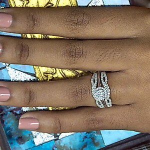 TwoBirch 0.57 Ct. Double Infinity Wedding Ring Guard Enhancer in Sterling Silver (CZ or MOISSANITE) (Cubic Zirconia, 6)