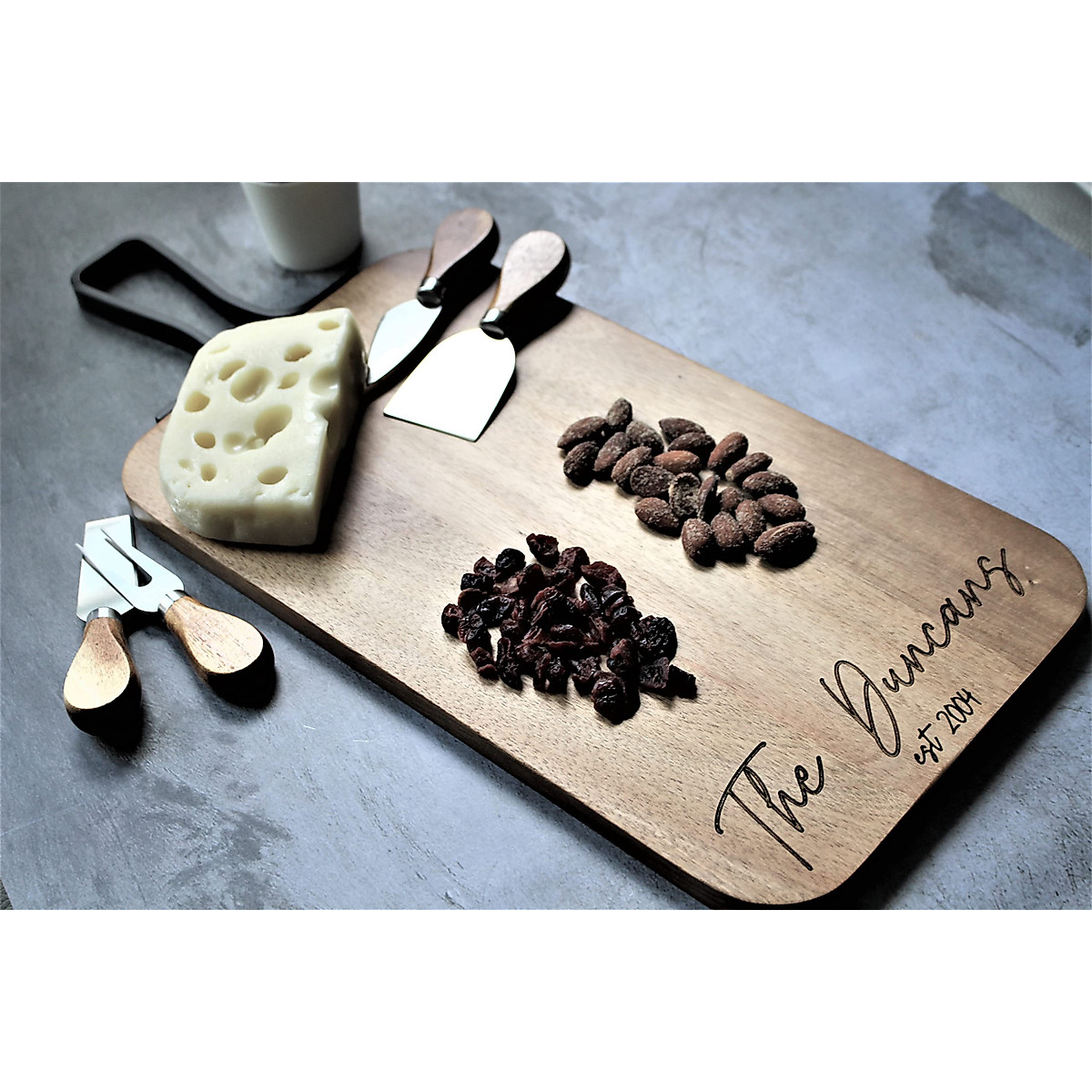 Personalized Charcuterie Board Cheese Serving Board with Handle Serving Tray Bread Board For Wedding Engagement Gift