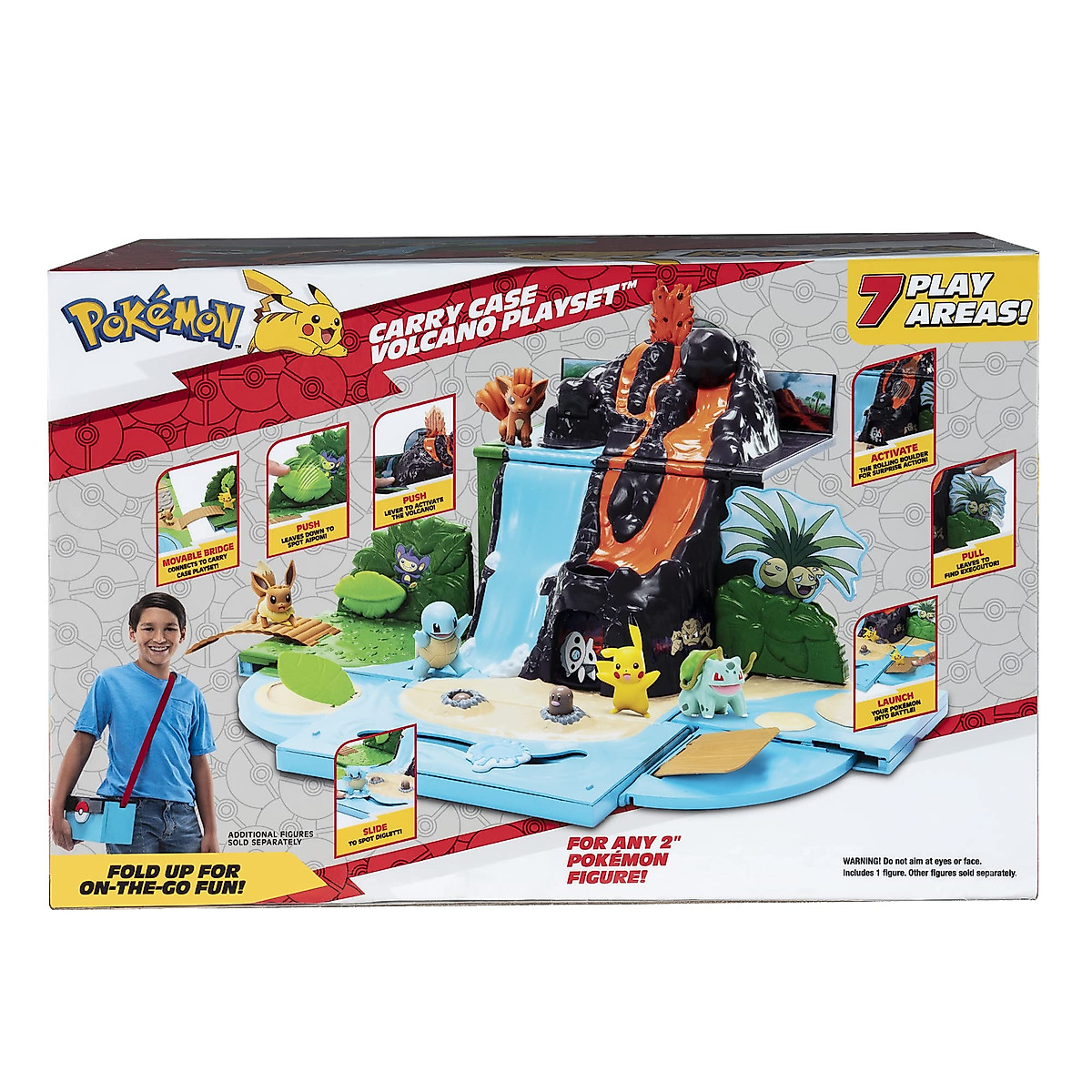 Pokémon Carry ‘N’ Go Volcano Playset with 4 Included 2-inch, Pikachu, Charmander, Bulbasaur, and Squirtle - Bring Everywhere - Playsets for Kids and Pokémon Fans - Amazon Exclusive