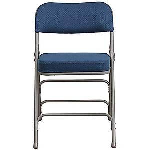 Flash Furniture 2 Pack HERCULES Series Premium Curved Triple Braced & Double Hinged Navy Fabric Metal Folding Chair