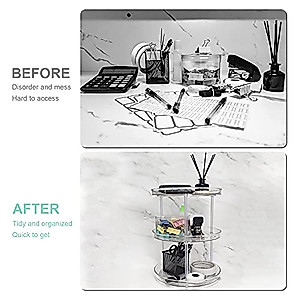 3 Tier Clear Turntable Lazy Susan, HOLENGS Round Spinning Cabinet Spice Rack Organizer with a Dishcloth, Food Storage Container Bins for Kitchen Bathroom Jewelry Container Makeup Cosmetic Storage