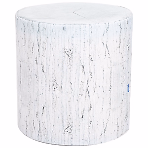 Delsit Woody Outdoor Pouf Ottoman - European Made Waterproof & Lightweight Round Seat - Stylish Home Decor & Living Room Furniture - Versatile Footrest & Seating for Indoor & Outdoor | Birch Print