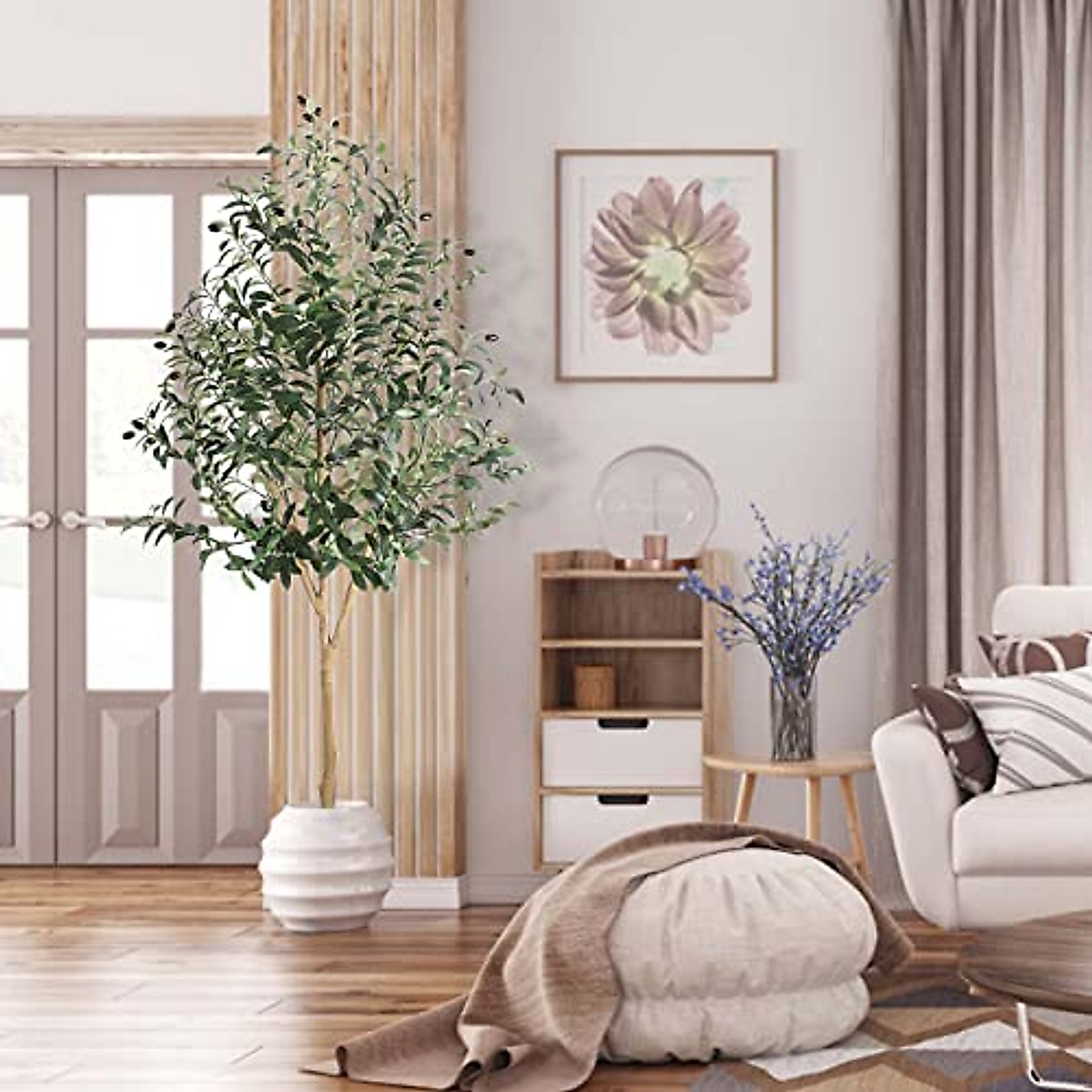 HaiSpring Artificial Olive Tree 6ft (72'') Fake Silk Perfect and Realistic Tall Artificial Plants, Suitable for Modern Living Rooms House Office Outdoor Garden & Housewarming Party Decor, 1080 Leaves