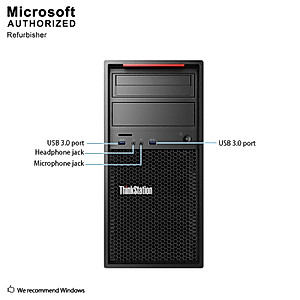 Lenovo ThinkStation P310 Tower Desktop PC, Intel Quad Core i7 6700 up to 4.0GHz, 16G DDR4, 1T SSD, WiFi, BT 4.0, DVD, Windows 10 Pro 64-Multi-Language Support English/Spanish/French(Renewed)