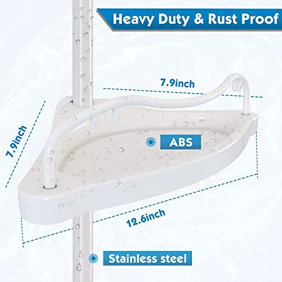 Lilyvane Corner Shower Caddy, 4 Layer Shower Organizer, Rustproof ABS Shower Shelves with Stainless Steel Pole, Drill Free Shower Rack, Large Shower Storage and Shower Caddy Tension Pole,56-125 Inch