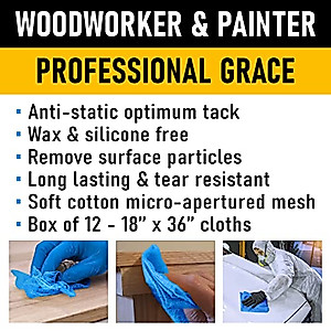 Eshazu Tack Cloth (Box of 12) Tack Rags for Woodworking and Painters Made with 100% Cotton Removes Dust, Sanding Particles, Cleans Surfaces