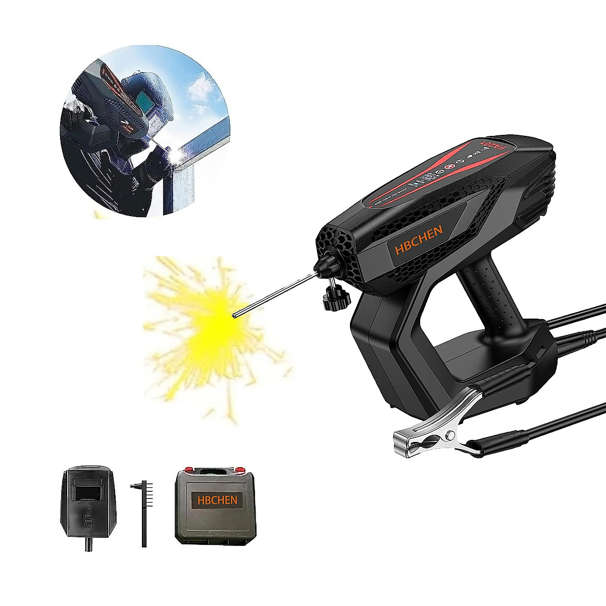 Welder Machine HBCHEN 110V Handheld Portable Welding Machine,Digital screen display, 1.6-3.2mm Stick Welder,20-200A Welder Machine Kit