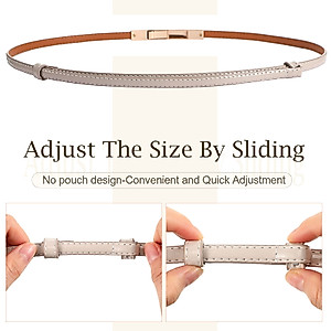 Chuarry 6 Packs Women Skinny Leather Belt Slim Adjustable Waistband Thin Women's Dress Belt Vintage Waist Belts for Ladies Girls, 0.4 Inches Wide