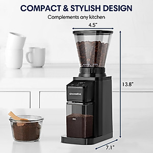 Conical Burr Coffee Grinder, Anti-static Electric Coffee Bean Grinder with 48 Grind Settings, Large Touchscreen Automatic Espresso Grinder for Espresso, Drip Coffee and French Press, Gift for Friend