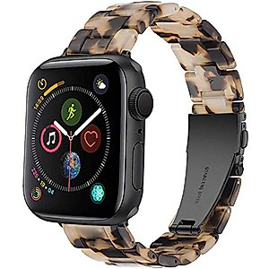 NYENEIL Compatible with Apple Watch Band 38mm 40mm 41mm 42mm 44mm 45mm Ultra 49mm for iWatch SE Lightweight Resin Wristband Bracelet Strap Series 8 7 6 5 4 3 2 1 Mens Womens (Tortoise Stone Flower, 42MM/44MM/45MM/49MM)