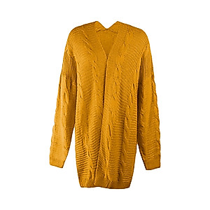 Must Haves from tiktok Sweater Cardigan for Women Solid Color Oversized Sweater Mid Length Coarse Sweater Cropped Cardigan (5-Yellow, L)