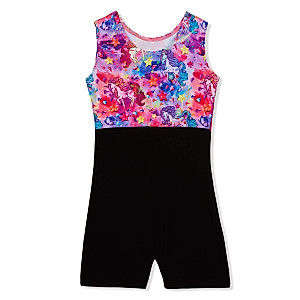 MYQFF 5t Toddler Gymnastics Leotards for Girls Sparkly Dance Ballet Leotards Tumbling Outfits Pro Kids Unitard Biketards with Shorts Comfortable Stretchy for Training Competition Black Unicorn