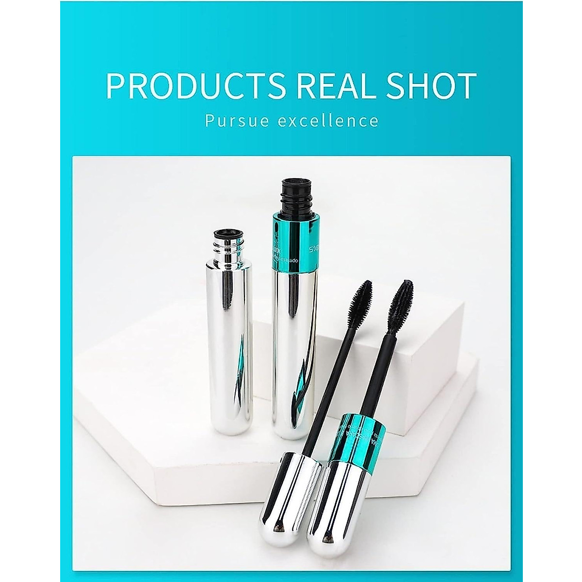 2in1 4D Waterproof Mascara Long-5x Longer Formula for Fuller Lashes - Intense Black Mascara for Thick and Full Lashes