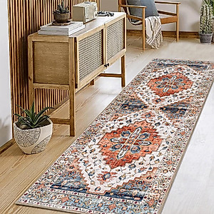 Aopota Hallway Runner Rug 2x6 Distressed Washable Runner Rug Vintage Kitchen Runner Rug Non Slip Bedroom Runner Rug for Living Room Bedroom Kitchen Laundry Room