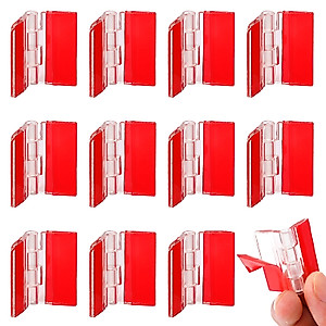 12 Pcs 35x25 mm Mini Transparent Acrylic Hinge Self-Adhesive Small Hinges Folding Hinge, Clear Plastic Hinges for Glass, Crafts, Aquarium Lid, Cabinet, Furniture, Display Stand