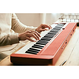 Casio Casiotone CT-S1 61-Key Portable Digital Keyboard - Red Bundle with Adjustable Stand, Bench, Headphones, Sustain Pedal, Instructional Book, Instructional DVD, and Austin Bazaar Polishing Cloth