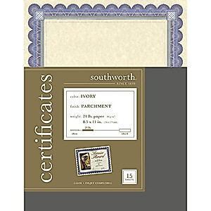 Southworth® Foil Enhanced Preprinted Certificate Refills, 8 1/2" x 11", Ivory/Silver/Blue, Pack Of 15