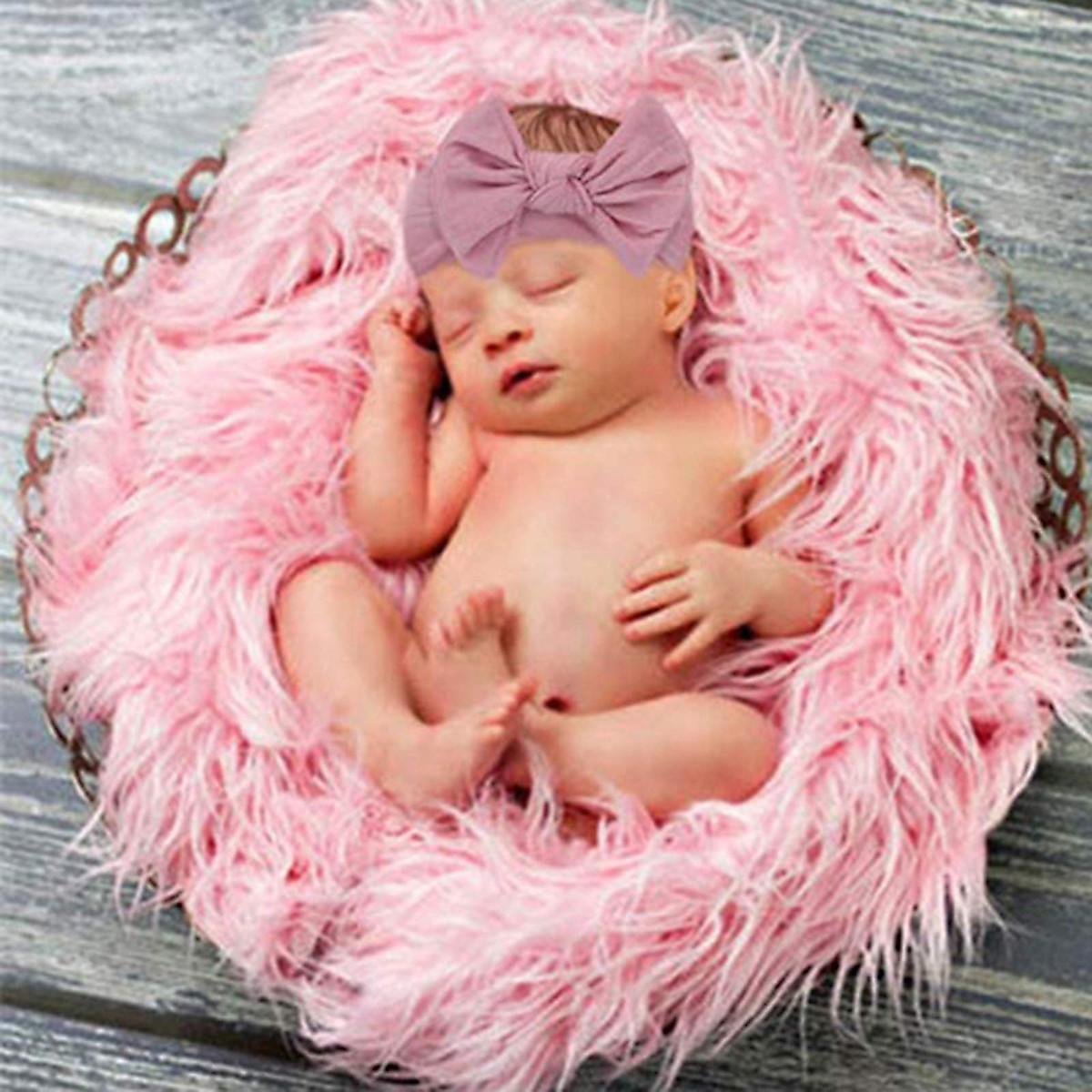 Camidy Newborn Photography Props,5pcs/Set Fluffy Blanket Mat + Ripple Wrap + Headbands Swaddle Wrap Photography Mat Outfits for Infant Boys or Girls Photoshoot Session
