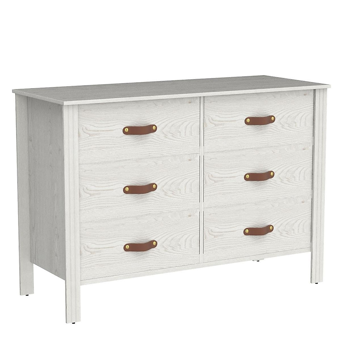 WAMPAT Kids Dresser for Bedroom, White Dresser with 6 Drawers, Baby Closet Storage Organizer Dressers & Chest of Drawers for Nursery, Living Room, Hallway