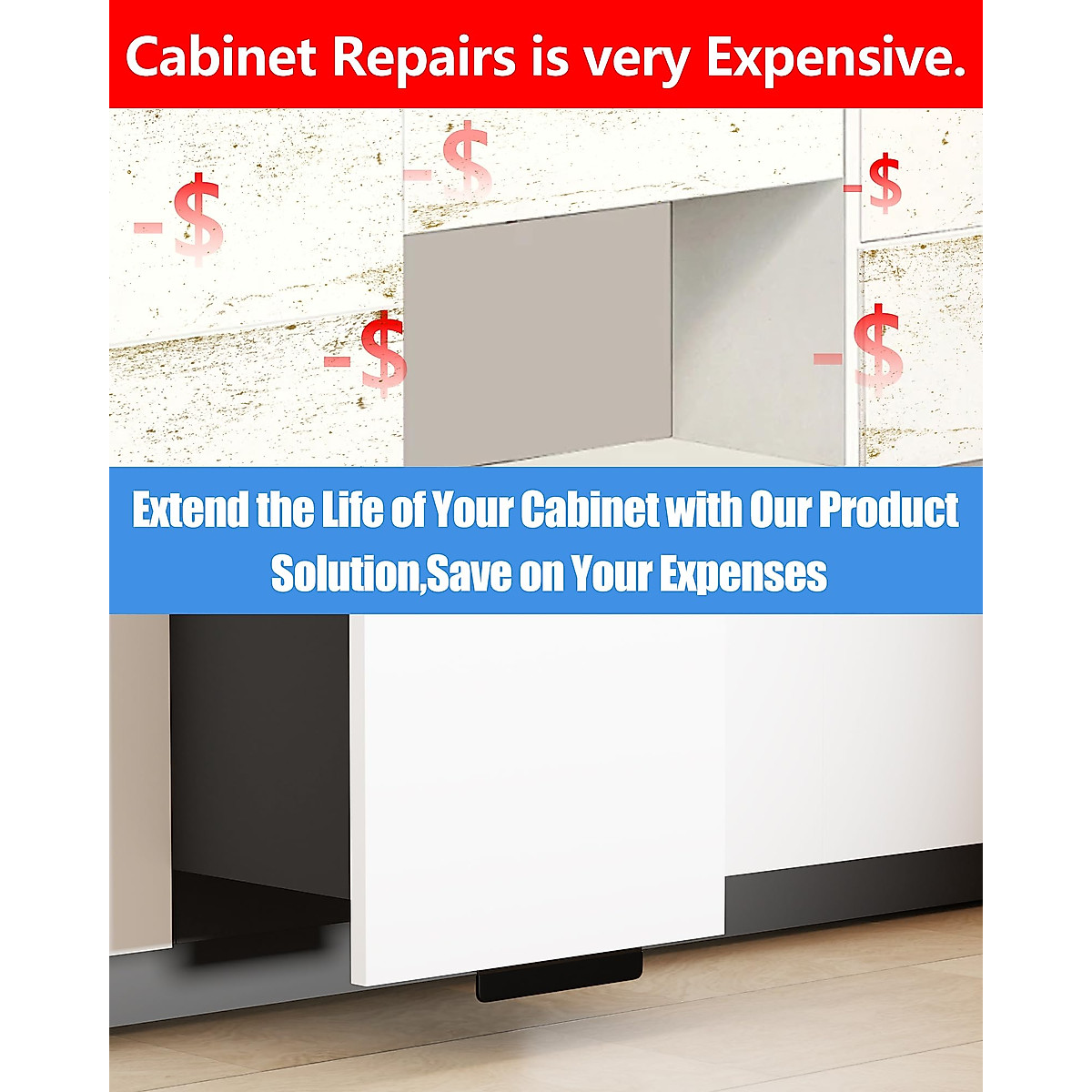 Cabinet Foot Pull for Trash Drawer, Trash Cabinet Foot Pull, Touchless Hands Free Design for Full Overlay Cabinet Door