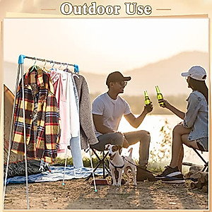 Gerrii Portable Garment Rack and 12 Small Foldable Clothes Hangers Folding Clothes Rack Travel Collapsible Clothing Rack for Indoor Outdoor Drying Laundry Dance Costume Bag Suitcase Camping (Blue)