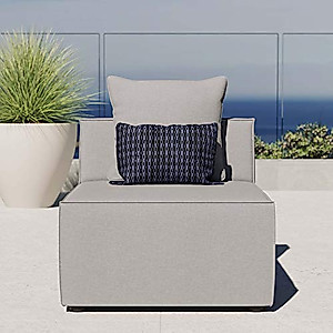 Modway Saybrook Outdoor Patio Upholstered Sectional Sofa Armless Chair in Gray