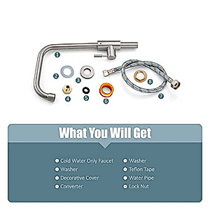 Aolemi Cold Only Water Kitchen Faucet Commercial Bar Tap Single Lever Handle 304 Stainless Steel Brushed Nickel Decked Mounted Single Hole Modern