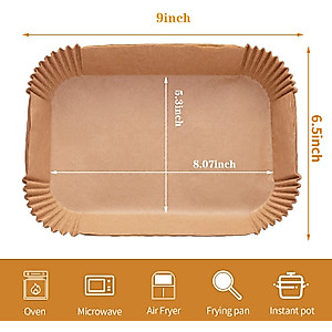 Air Fryer Disposable Paper Liner for Ninja Dual,100PCS Food Grade Air fryer Parchment Liners for Ninja DZ201,Ninja Foodi Dual Air Fryer Accessories Baking Paper (9 * 6, Natural)