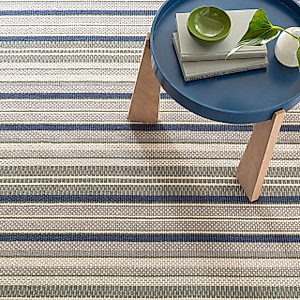 Dash and Albert Swedish Stripe Cotton Area Rug - 2' x 3' Blue - Striped Handwoven Accent Rug - Durable, Lightweight, High Traffic Areas - Hallways, Bedrooms, Stairs