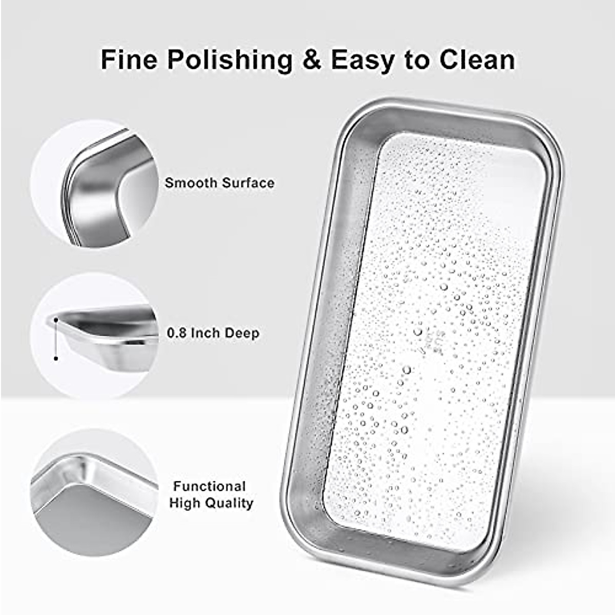 Annhua 304 Stainless Steel Lab Tray 3 Pack Surgical Instrument Trays 8.86" x 4.7" x 0.8", Lab Tray Small for Laboratory, Tattoo Station, Bathroom Organizer