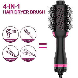 Hair Dryer Brush Blow Dryer Brush in One, 4 in 1 One Step Hair Dryer and Styler Volumizer Professional Hot Air Brush with Negative Ion Anti-frizz Blowout for Drying, Straightening, Curling, Salon