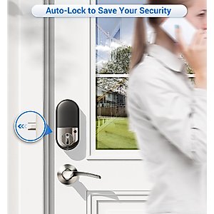 Veise Smart Locks for Front Door, 2 Lever Handles, Fingerprint Keyless Entry, App Control Biometric Door Lock Set, Electronic Digital Touchscreen Keypad Deadbolt, Easy Install, Auto Lock, Satin Nickel